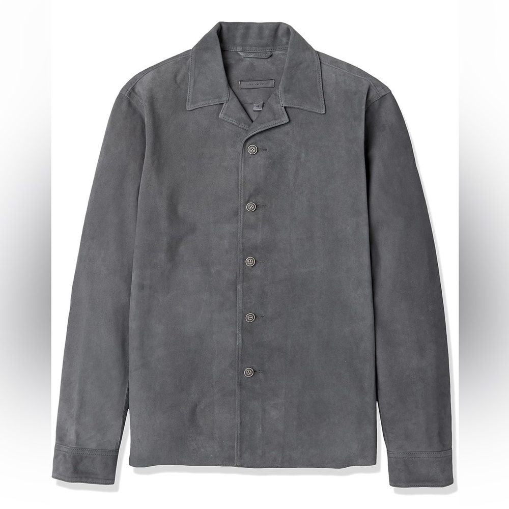 John Varvatos Mens Iron Grey Simo Suede Shirt Jacket … - Gem